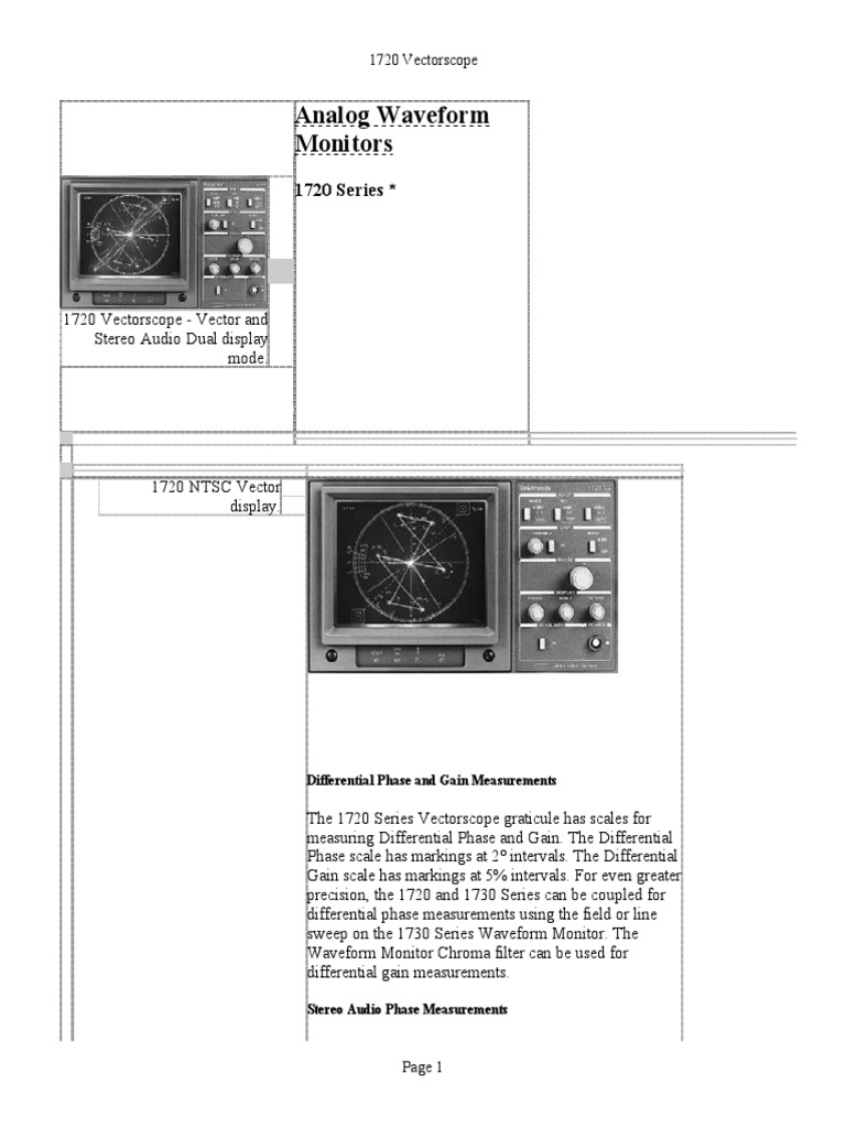Analog Waveform Monitors: 1720 Series | PDF | Film Industry ...