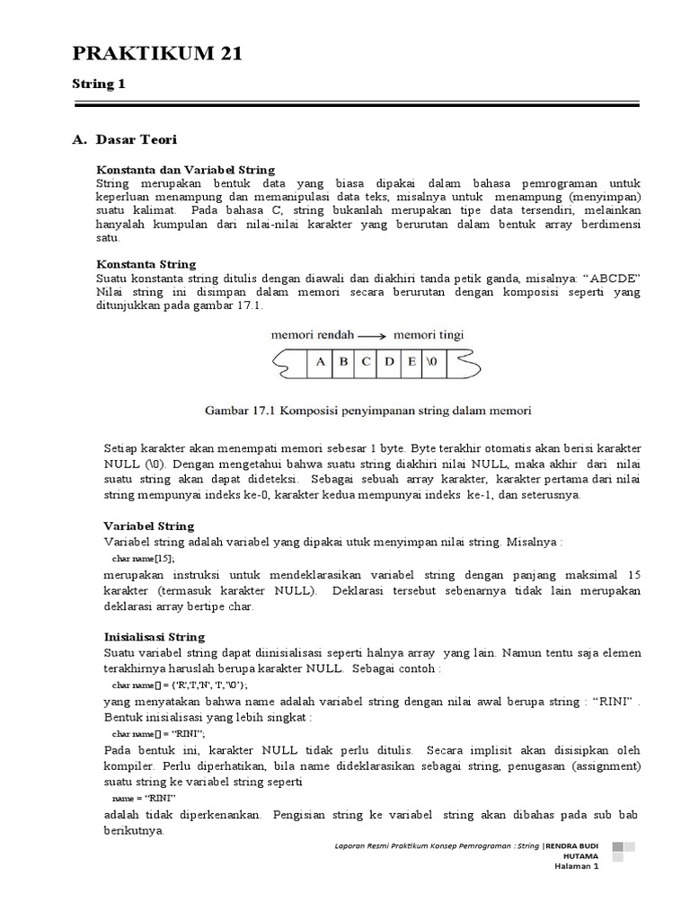 Laporan Resmi 21 22 Konsep Pemrograman String | PDF