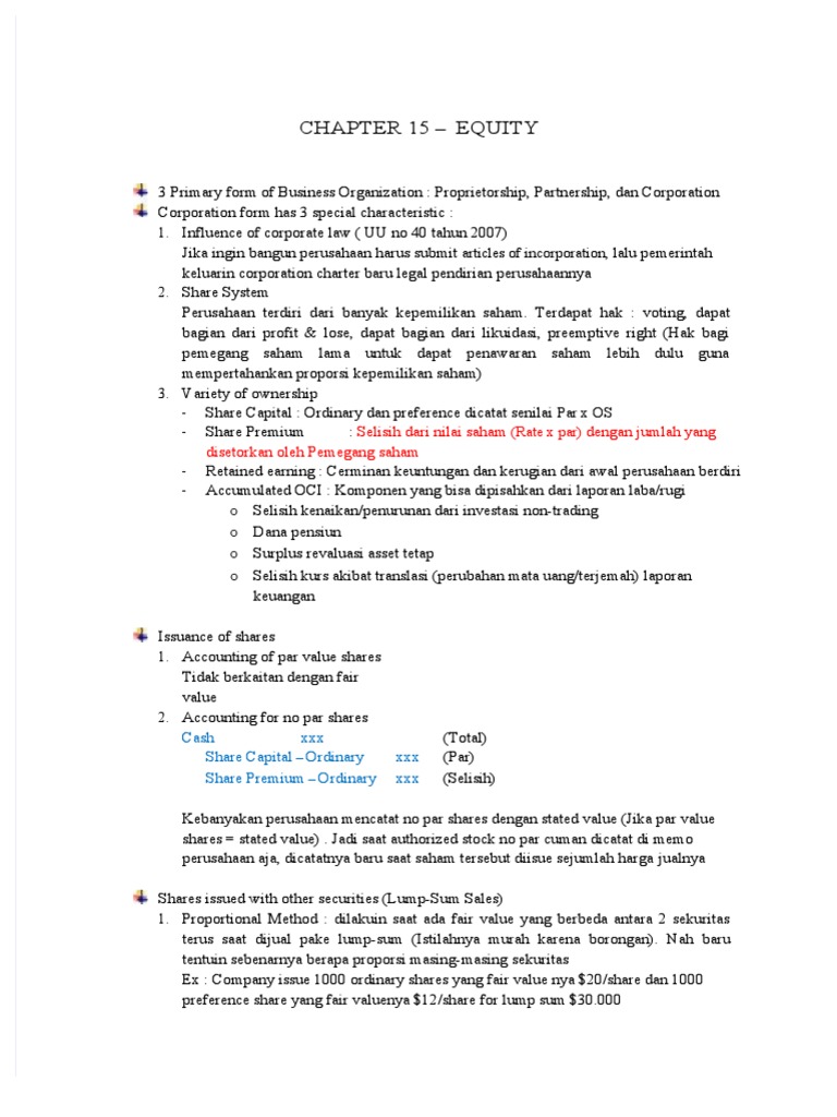 PDF Rangkuman Chapter 15 Kieso Equity | PDF