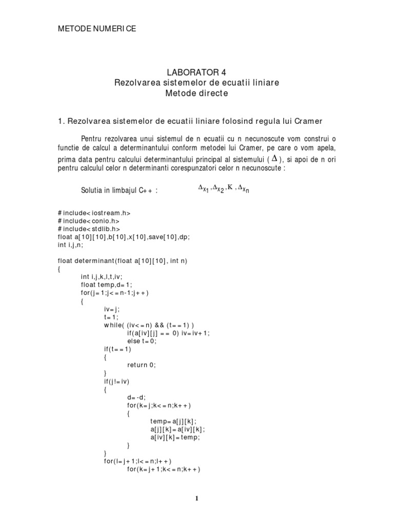 Laborator Nr. 4 - Metode Numerice | PDF