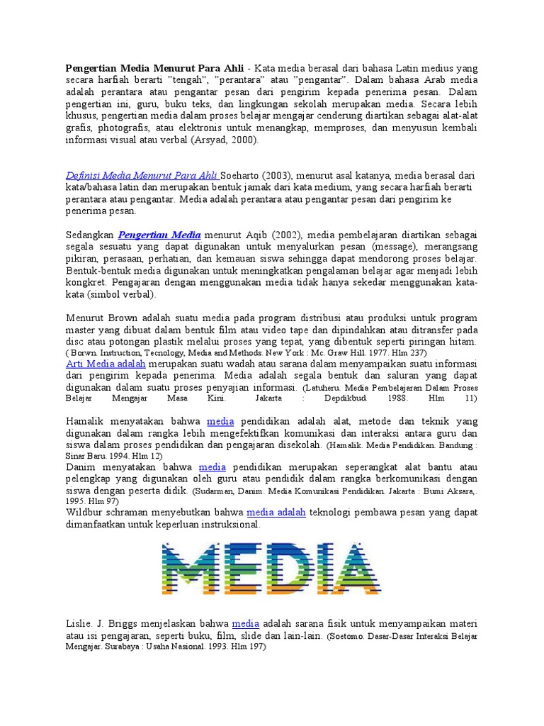 Definisi Media Menurut Para Ahli | PDF