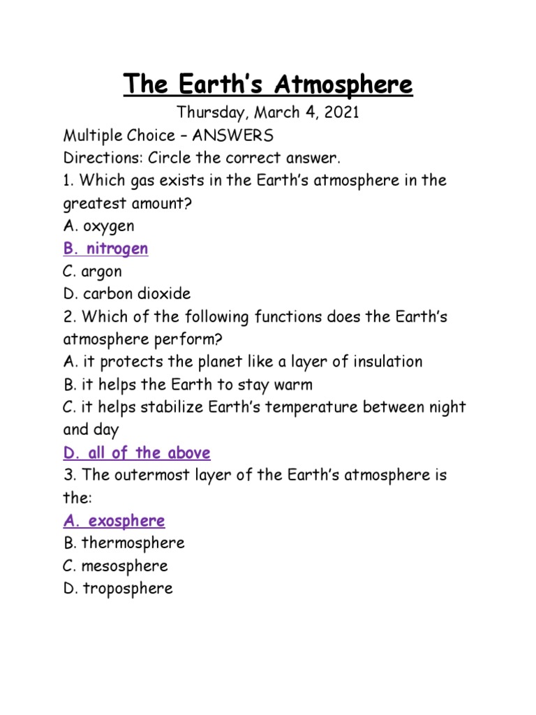 The Earth's Atmosphere | PDF