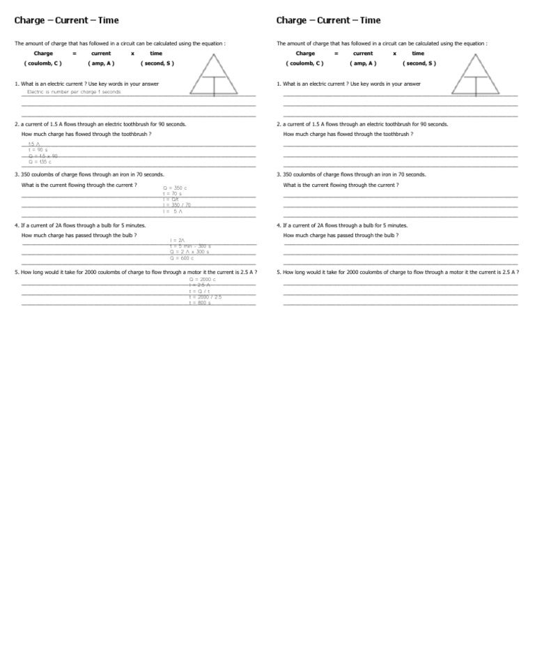 Charge, Current, and Time Calculations | PDF | Electric Current ...