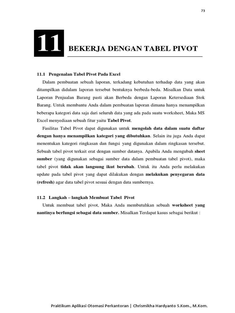 Pertemuan 11 - Tabel Pivot | PDF