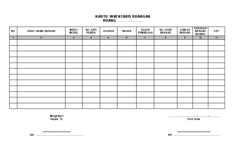 Kartu Inventaris Ruangan | PDF