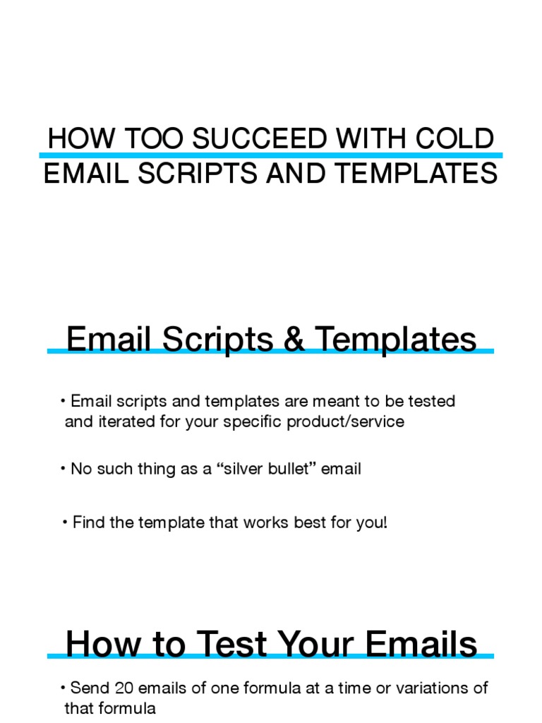 How Too Succeed With Cold Email Scripts and Templates | PDF | Chief ...