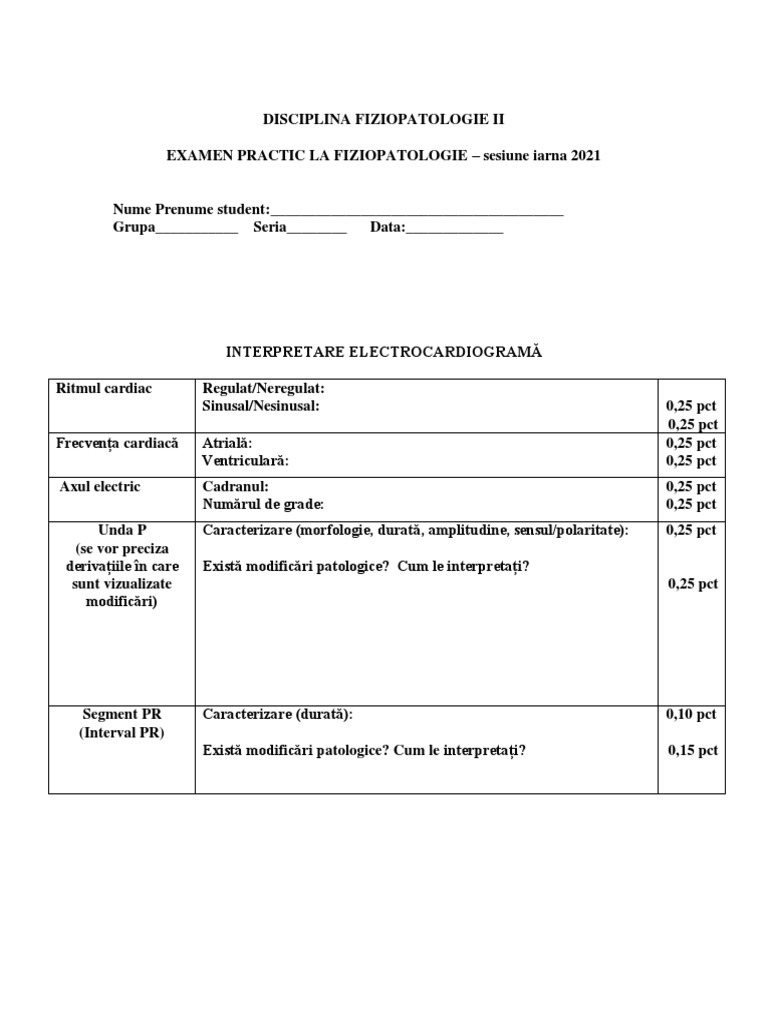 Formular Interpretare ECG 2021 | PDF