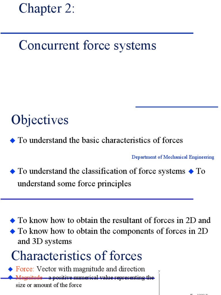To Understand The Basic Characteristics of Forces: Department of Mechanical Engineering | PDF ...