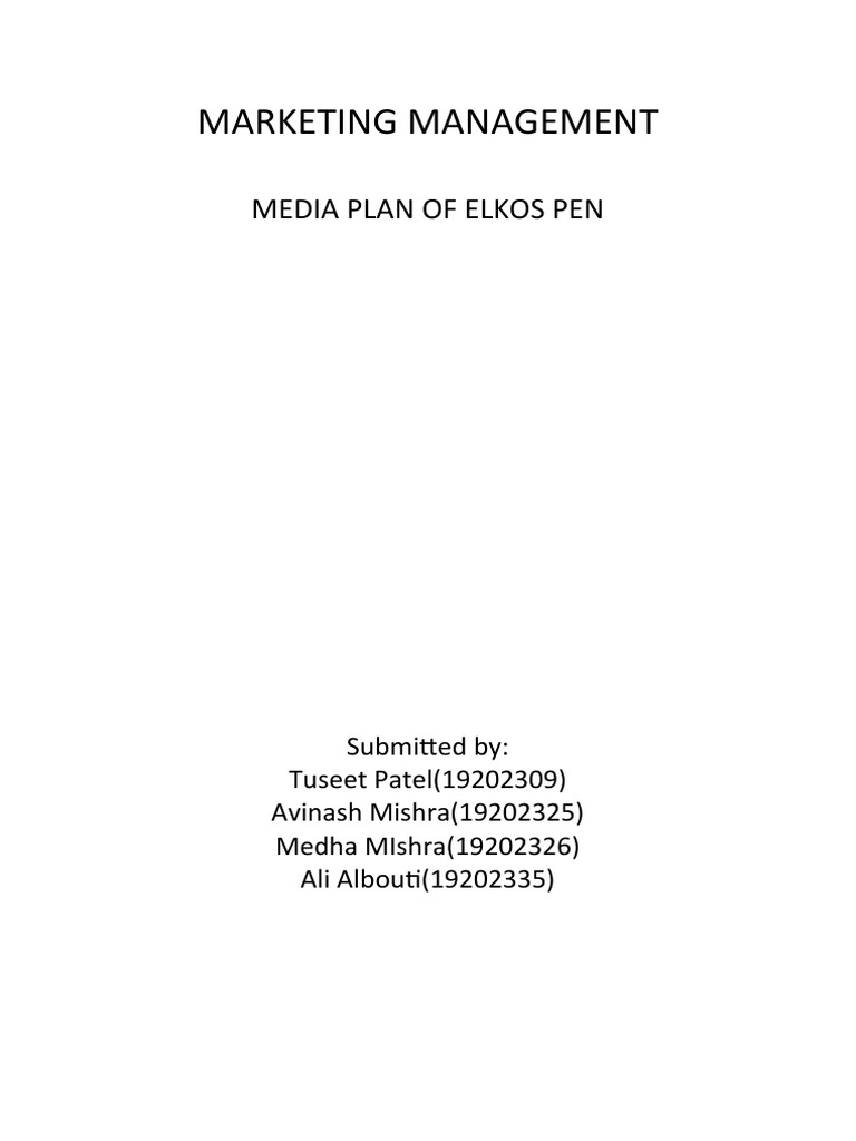 Marketing Media Plan for Elkos Pen | PDF | Advertising | Brand