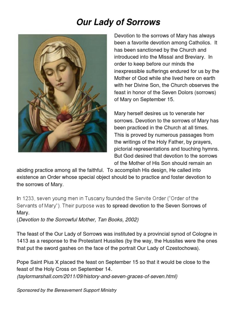 Devotion to Our Lady of Sorrows | PDF | Rosary | Christian ...