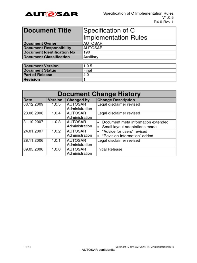 AUTOSAR TR CImplementationRules | PDF | Subroutine | Modular Programming