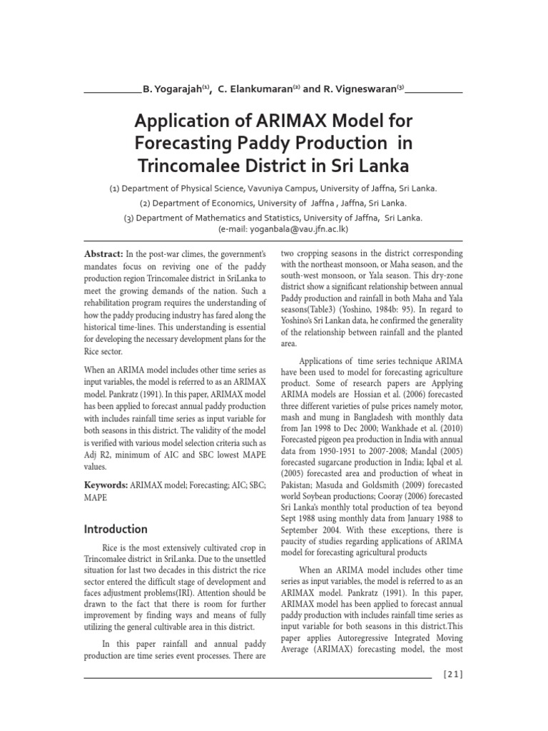 Application of ARIMAX Model | PDF | Autoregressive Integrated Moving ...