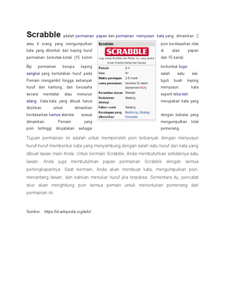 Panduan Bermain Scrabble untuk Pemula | PDF