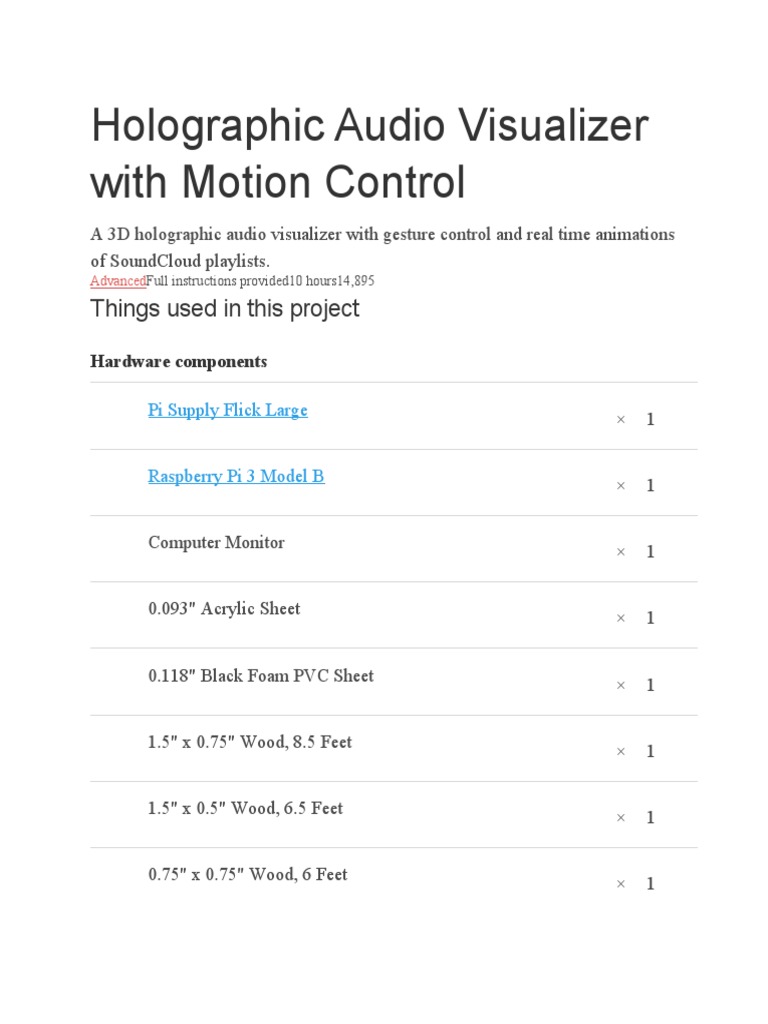 Holographic Audio Visualizer With Motion Control | PDF | Computer ...