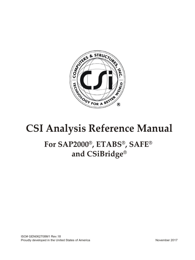 CSI Analysis Reference Manual Overview | PDF | Business | Computers