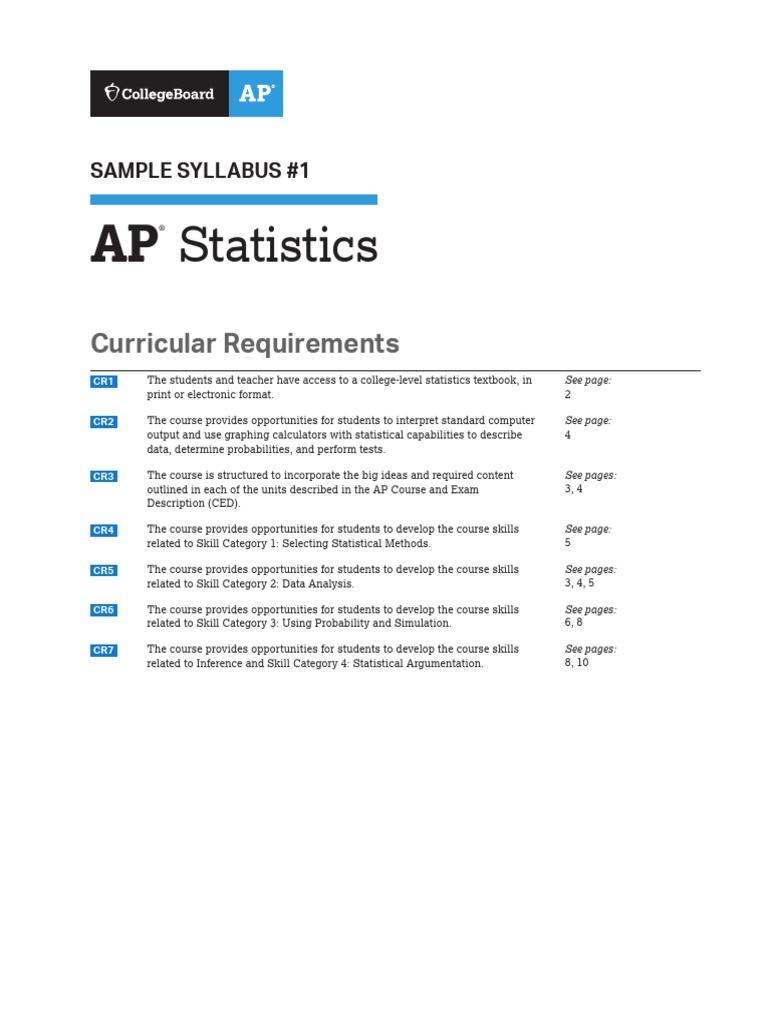 AP Statistics Syllabus | PDF | Statistics | Statistical Inference
