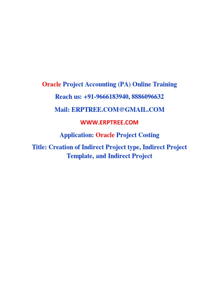 Oracle Project Accounting Pa Online Training Reach Us 91 9666183940 8886096632 Pdf