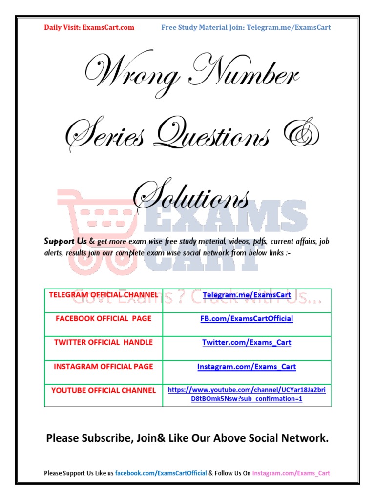 Wrong Number Series Short Tricks Question Answers PDF | PDF ...