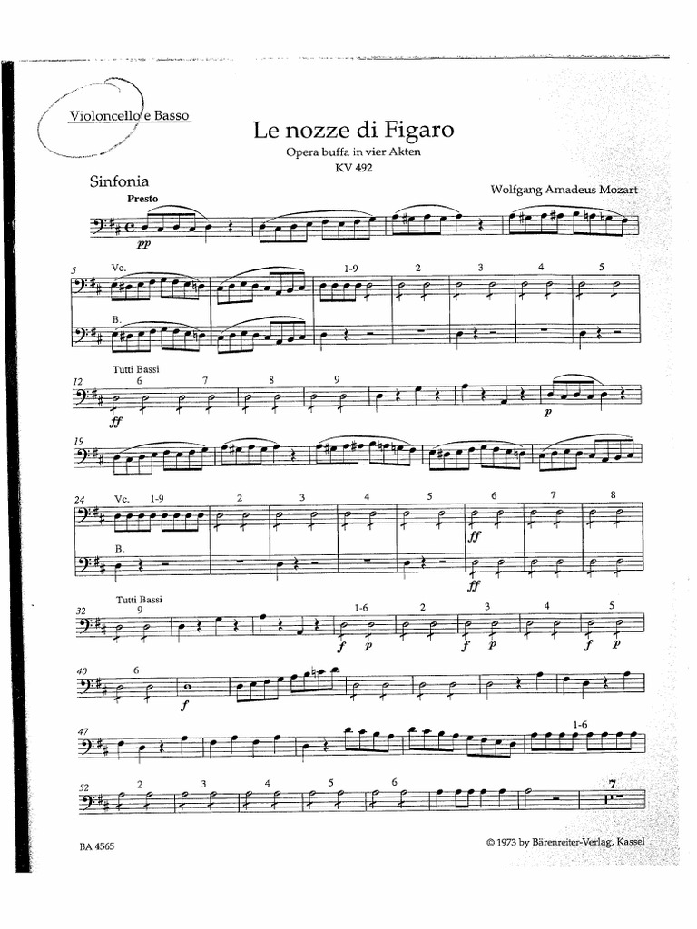 Cello Le Nozze Di Figaro Mozart-1 | PDF