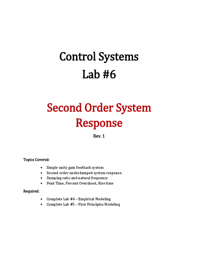 Lab #6 - Second Order Systems Rev 1 | PDF | Control Theory | Electronics