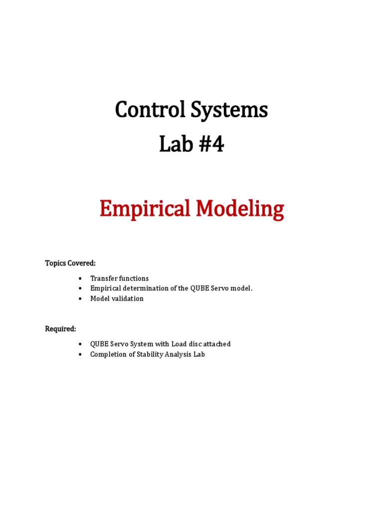 Control Systems Lab #4: Empirical Modeling | Download Free PDF ...
