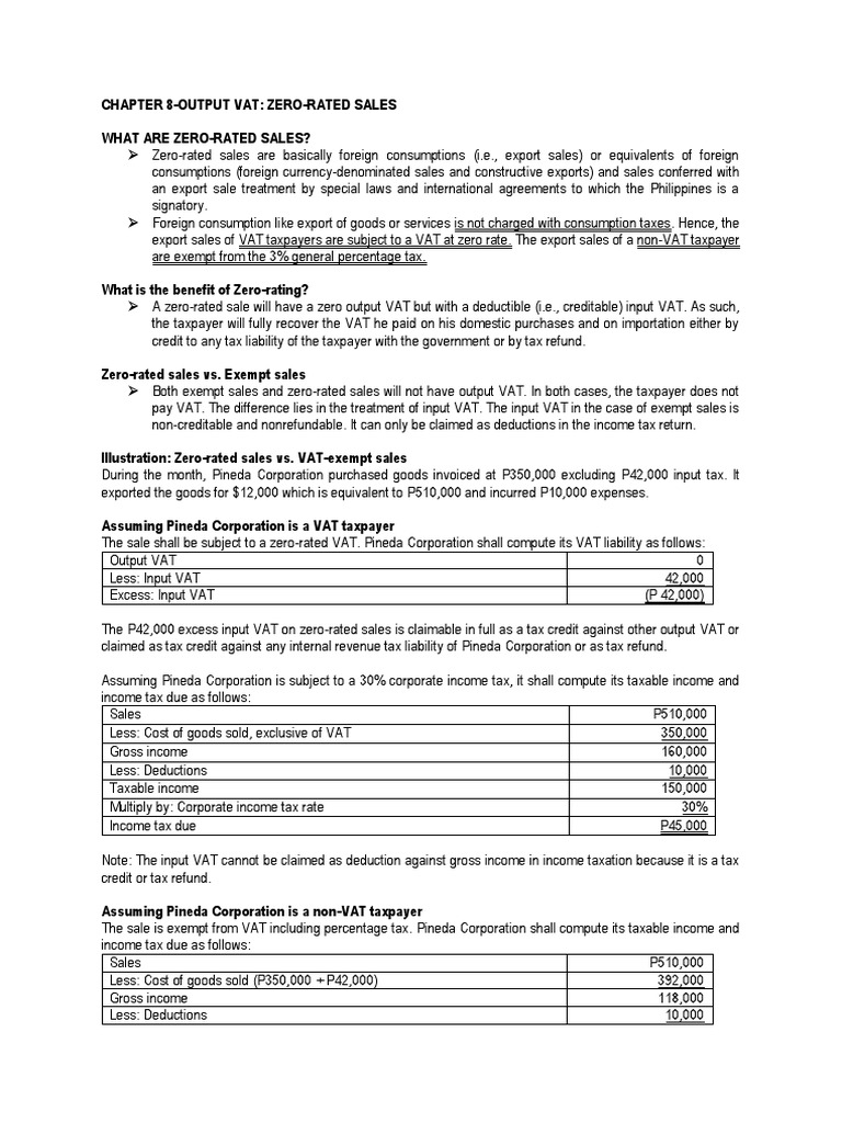 Chapter 8 Output Vat Zero-Rated Sales | PDF | Value Added Tax | Tax ...