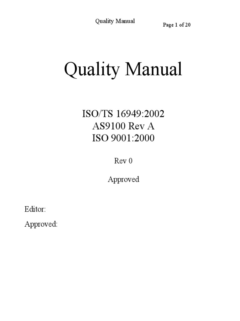 Quality Manual Example | PDF | Quality Management System | Audit