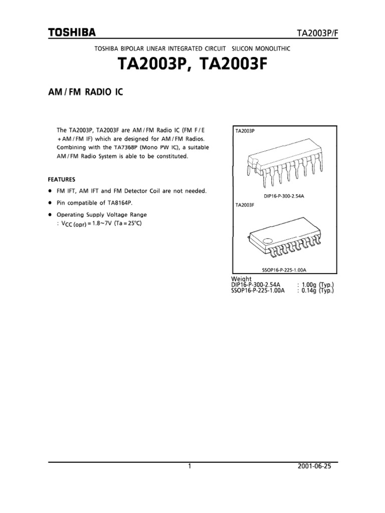 TA2003P Datasheet | PDF