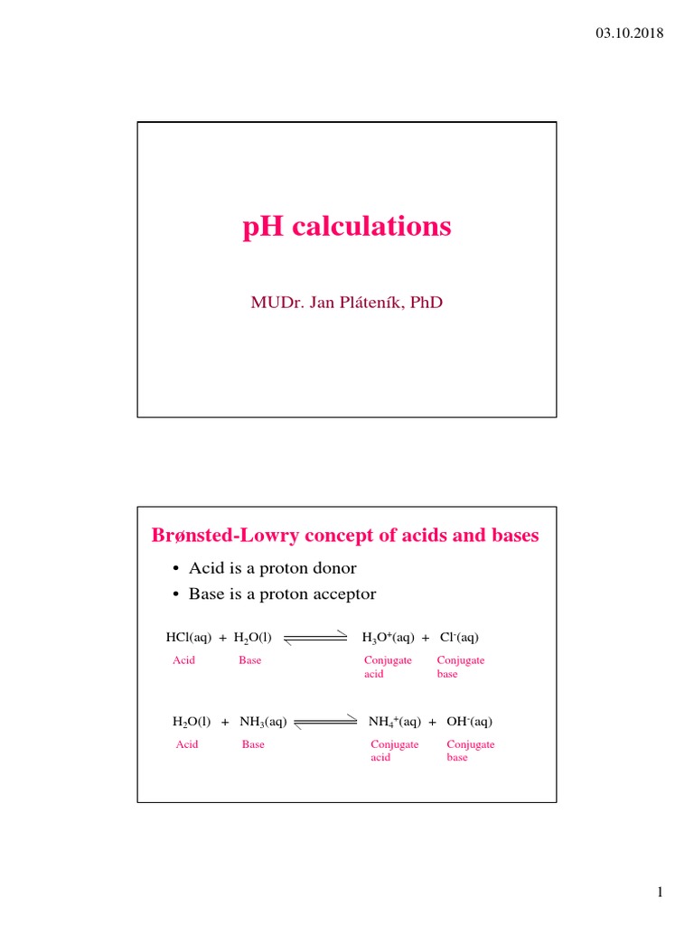 PH Calculations: Brønsted-Lowry Concept of Acids and Bases | PDF | Acid ...