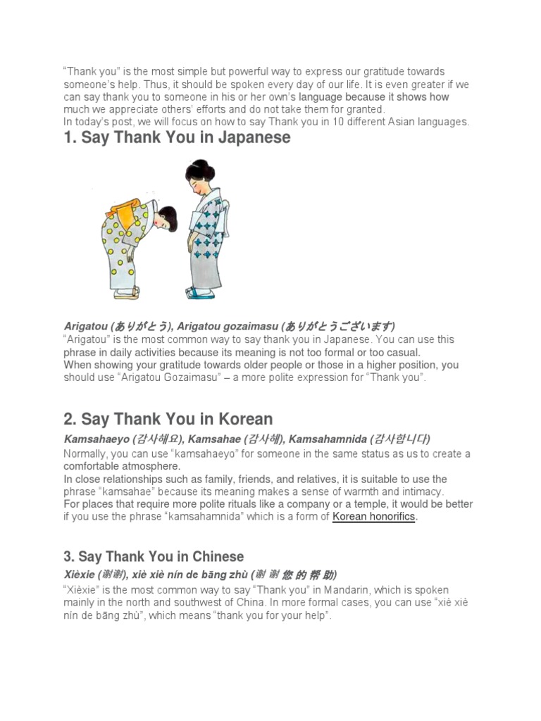 Thank You in Asian Languages | PDF