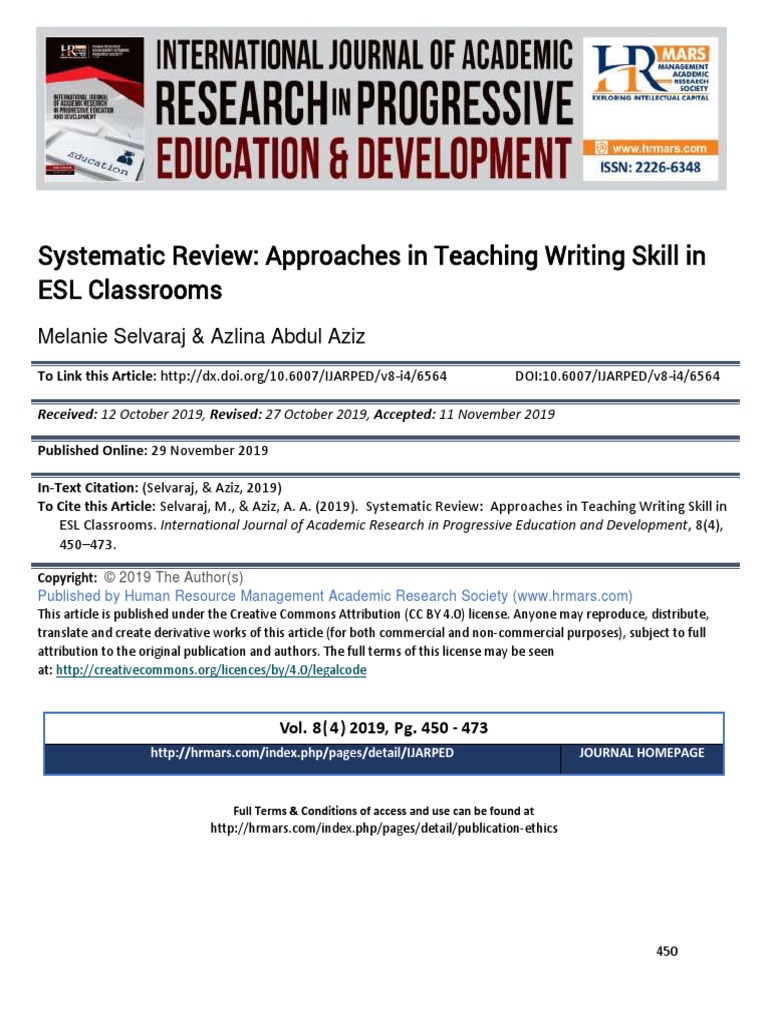 Methods And Approaches In Teaching Writing Skill In Esl