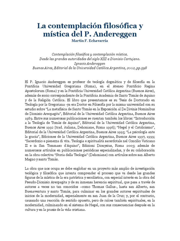 La Contemplación Filosófica y Mística | PDF | Tomás de Aquino | Misticismo