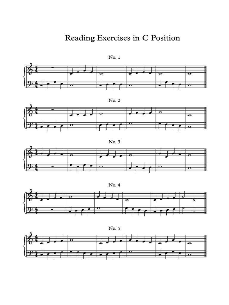 Sight Reading Exercises in C Position | PDF