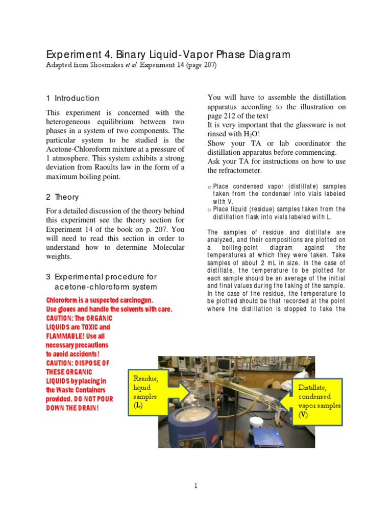 Experiment 04. Binary Liquid-Vapor Phase Diagram | PDF | Distillation | Physical Sciences