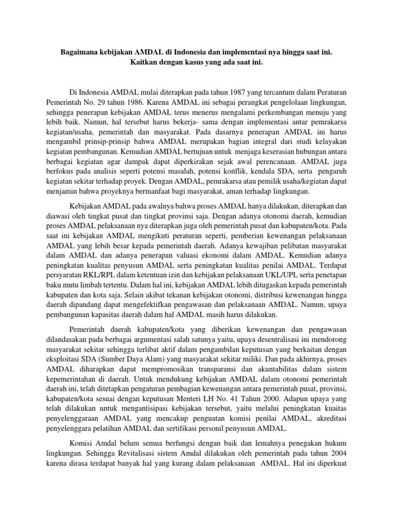 Kebijakan AMDAL dan Implementasinya di Bali | PDF