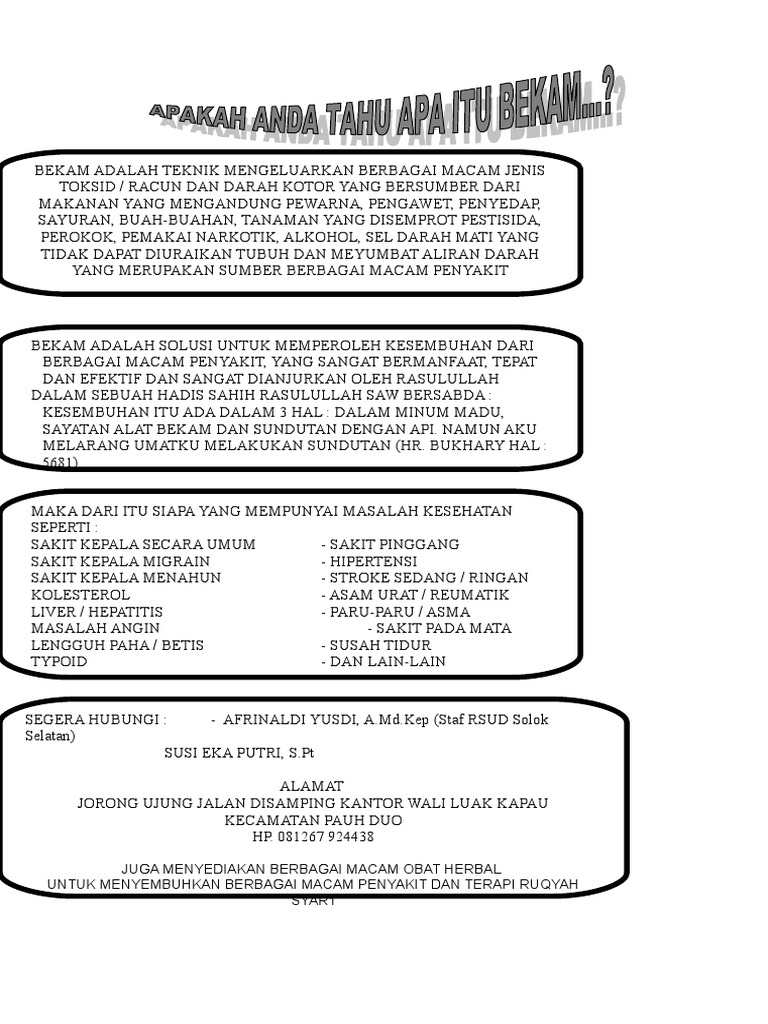 Brosur Bekam | PDF