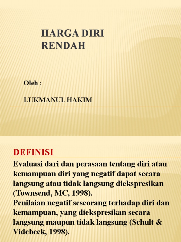 Harga Diri Rendah | PDF | Pengembangan Diri
