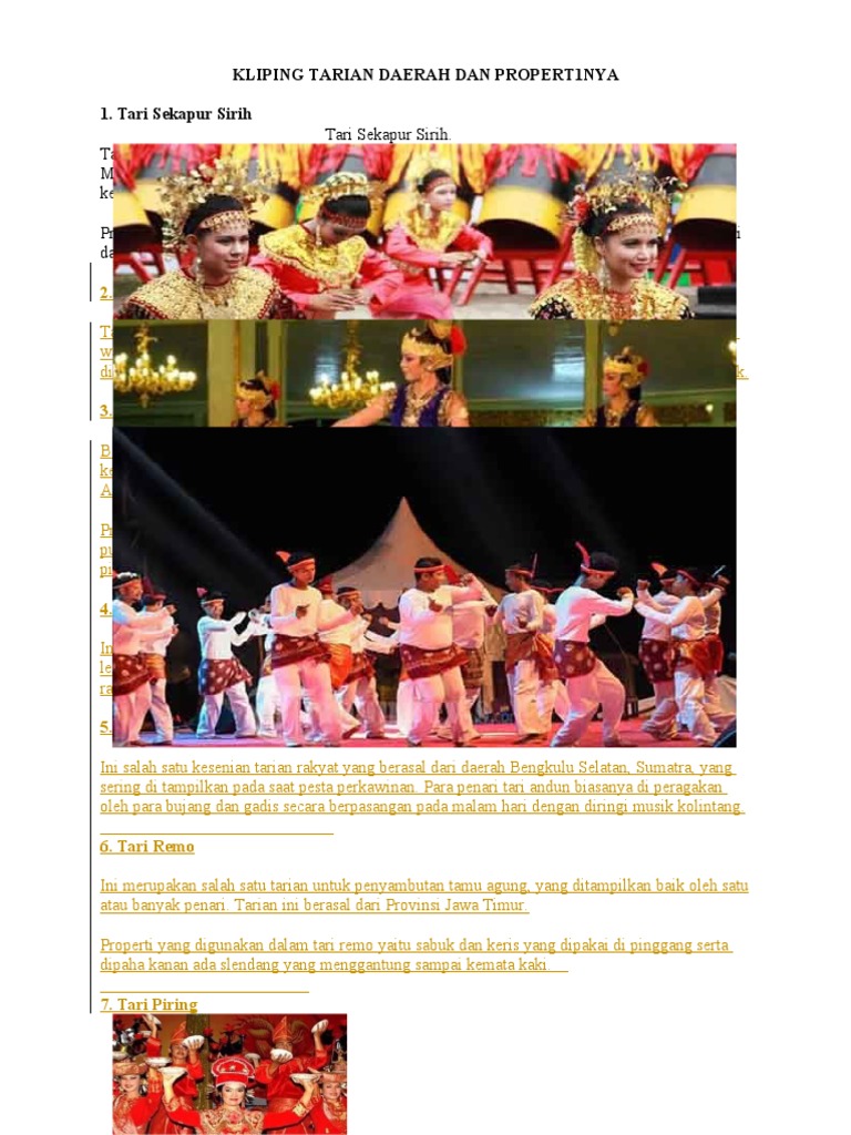 Kliping Tarian Daerah Dan Propert1nya | PDF