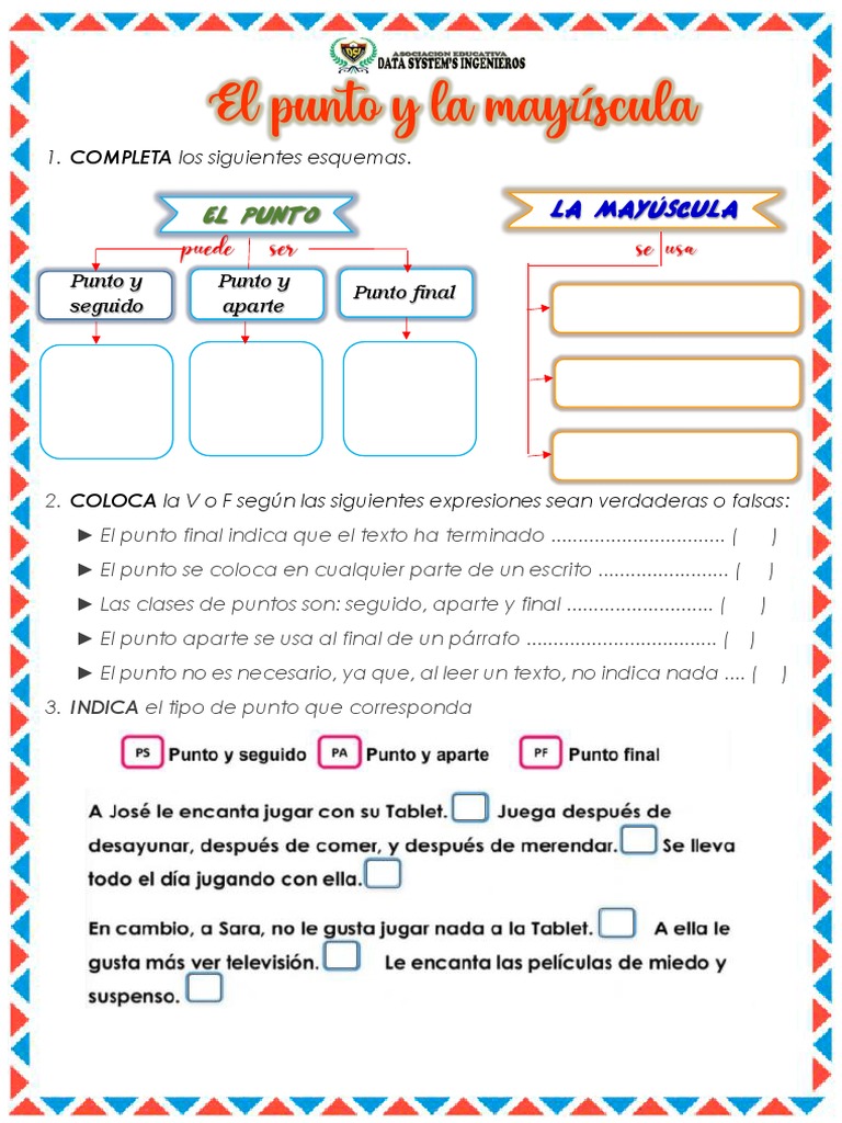 Ficha de Aplicación - El Punto y La Mayúscula | PDF