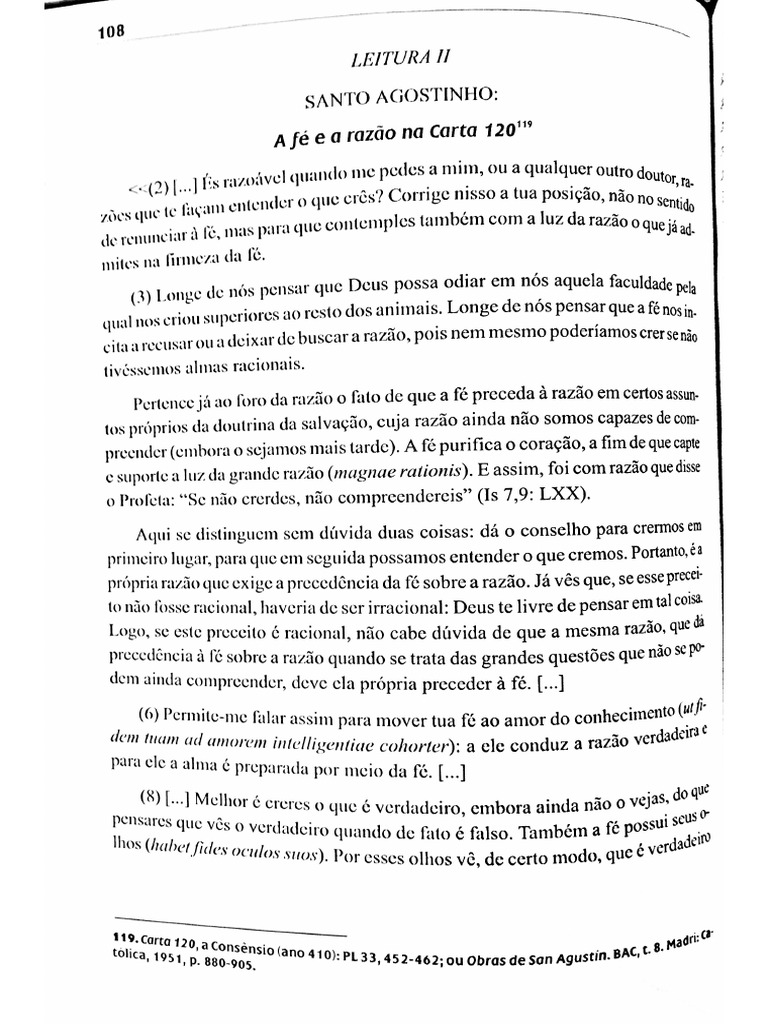 Texto Complementar 1. Agostinho. Carta 120 (A Consêncio) | PDF