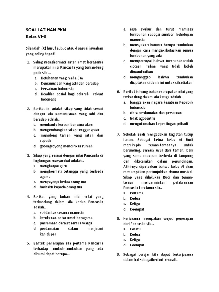 Soal Latihan PKN | PDF