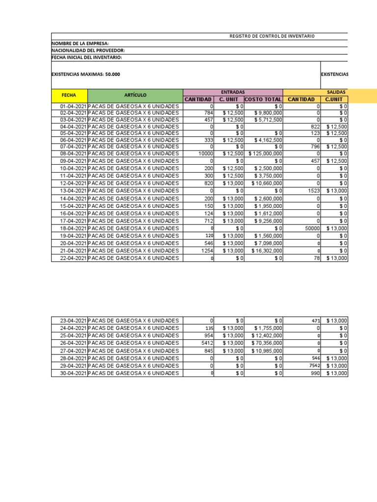 Control de Inventario Cardex | PDF | Inventario | Logística