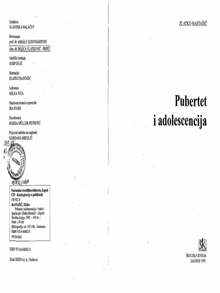 Bastašić - PUBERTET I ADOLESCENCIJA | PDF