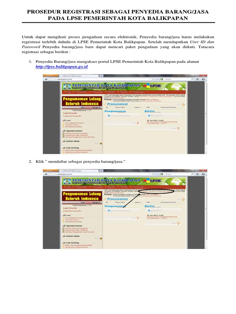 Langkah Pendaftaran LPSE | PDF