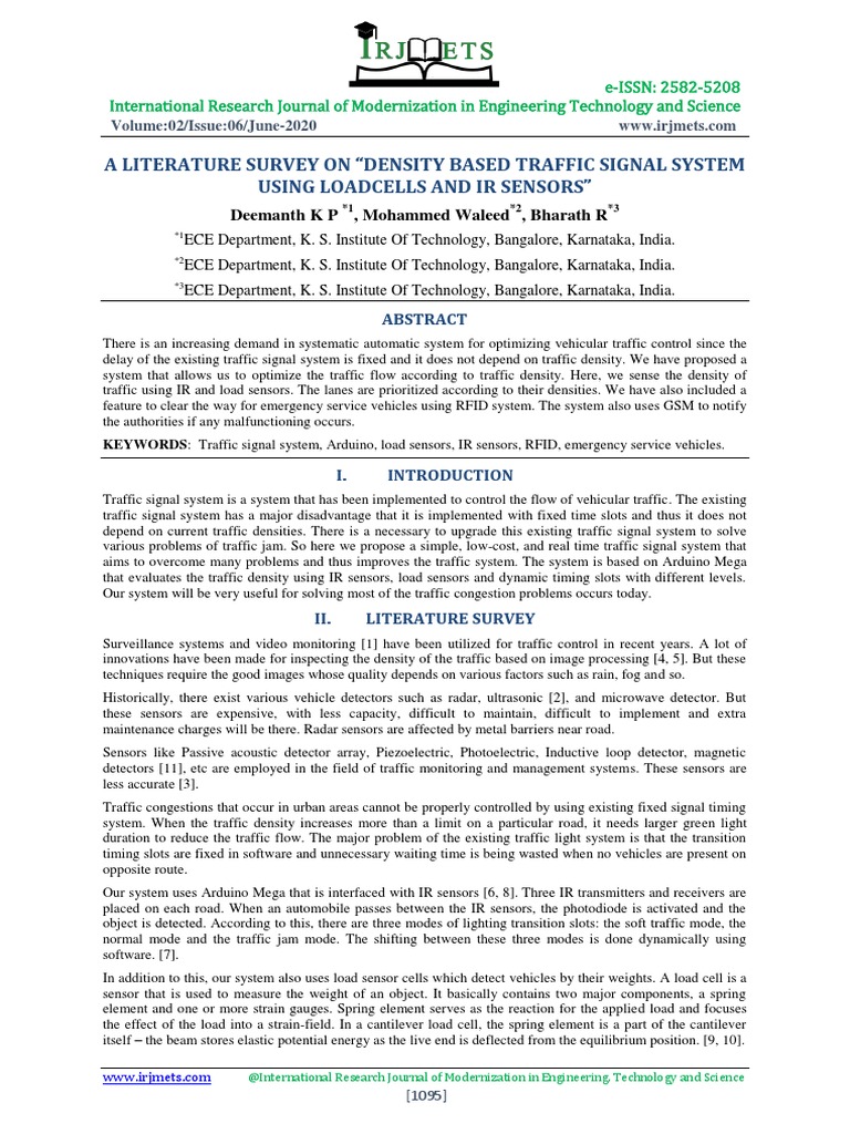 A Literature Survey On "Density Based Traffic Signal System Using ...
