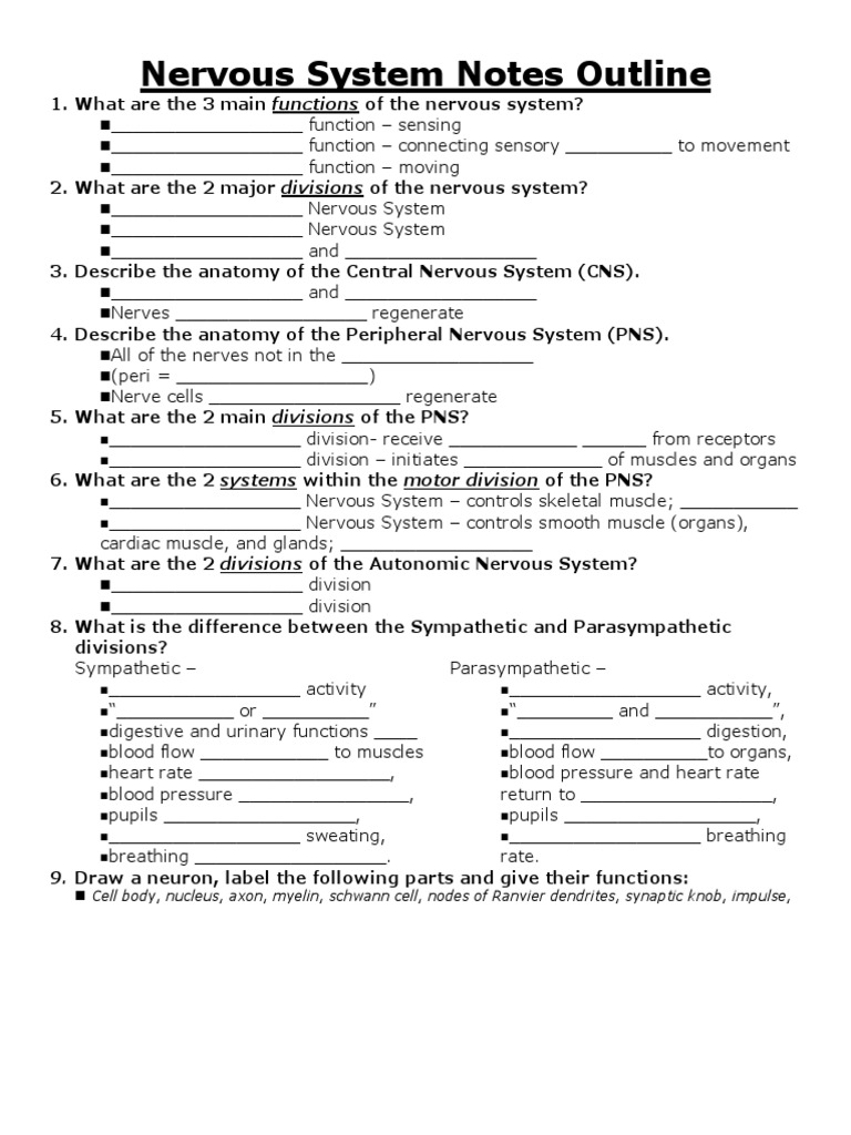 Nervous System Study Guide | PDF | Axon | Nervous System
