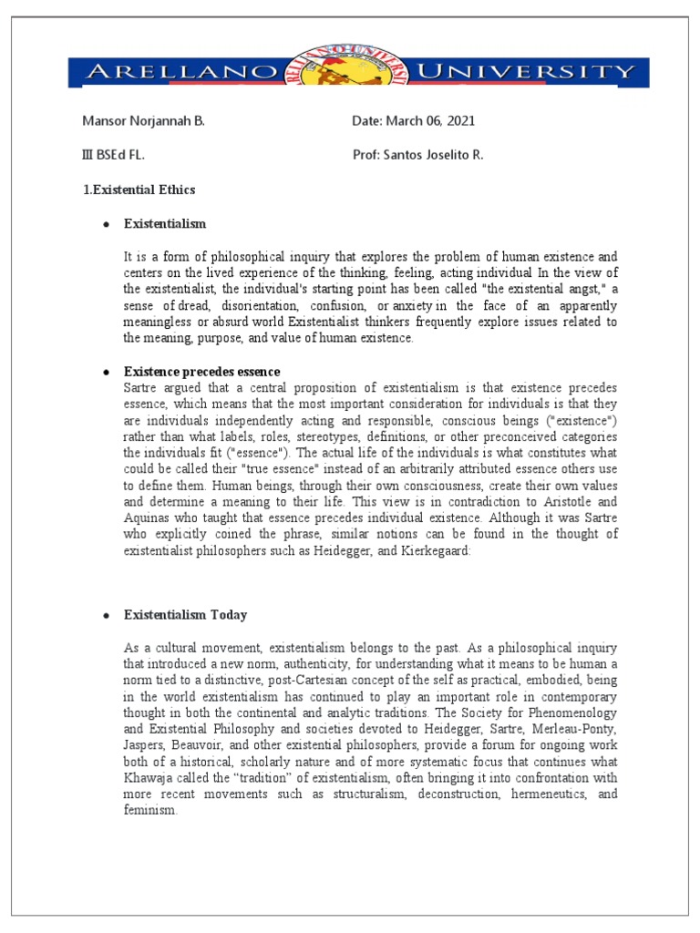 Existential Ethics | Download Free PDF | Existentialism | Natural Selection