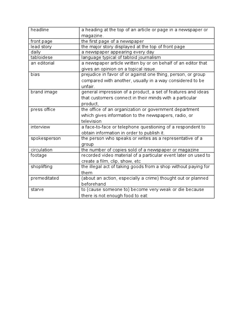 Key Terms in Journalism and Media | PDF