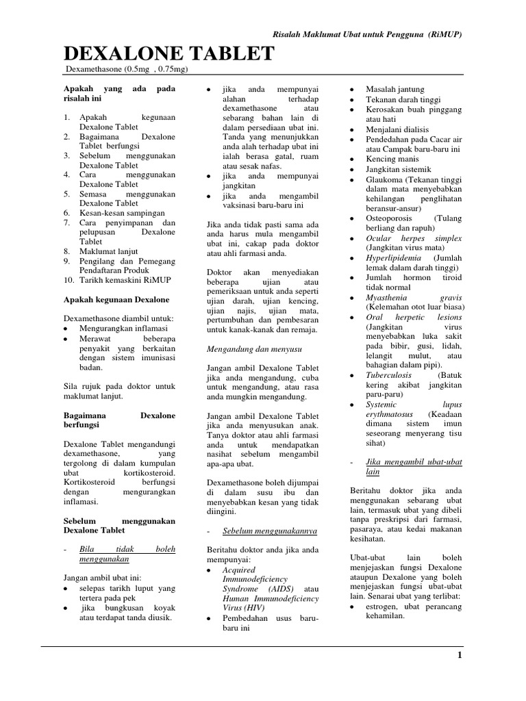 Dexalone Tablet Dexamethasone UPHA PHARMACEUTICAL MFG M SDN BHD ...
