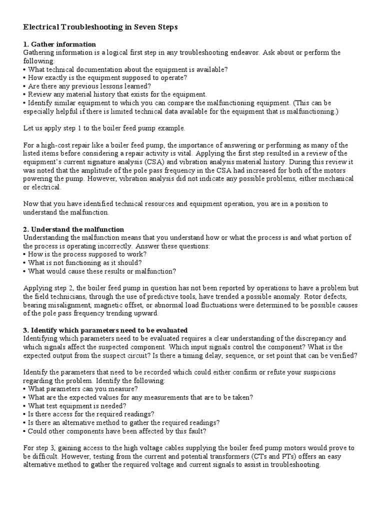 Electrical Troubleshooting in Seven Steps | PDF | Electric Motor ...